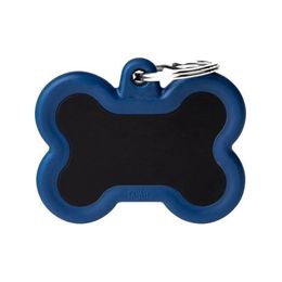 MyFamily Id Tag - Hushtag Collection - Aluminium Black Bone With Dark Blue Rubber