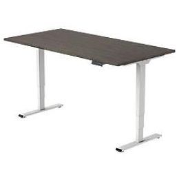 euroseats BUR.EC125.WH.160.LOG Höhenverstellbar Sitz-Stehschreibtisch Rechteckig Eiche Metall, Kunststoff T-Fuß 1.600 x 800 mm