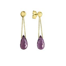 Paar Ohrhänger Celesta "375 Gelbgold Amethyst" Ohrringe Gr. ONE-SIZE, Gold, gelb (gelb, lila) Damen Ohrhänger