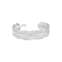 Armreif Elli Premium "Armreif Bangle Feder Boho 925 Sterling Silber" Armbänder Gr. 16 cm, ohne Stein, Silber 925 (Sterlingsilber), silberfarben (silber) Damen Armreifen