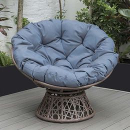 PureHaven Lounge Sessel 92x80x80,5 cm aus Rattan Rundkissen drehbar 360 Grad pflegeleicht elegantes