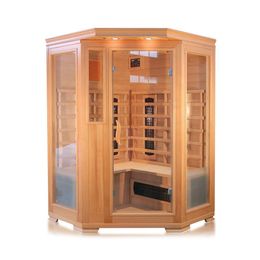 Infrarotkabine 120x120x190 cm aus kanadischem Hemlock-Holz Bluetooth-Soundsystem Timer Lichttherapie