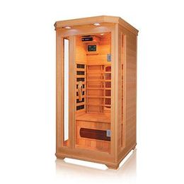 Infrarotkabine 90x90x190 cm aus Pacific Coast Hemlock-Holz Bluetooth-Soundsystem Timer Lichttherapie