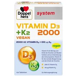 Queisser Doppelherz Vitamin D3 2000+K2 system Tabletten 120 St