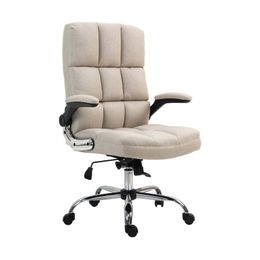 Bürostuhl MCW-J21, Chefsessel Drehstuhl Schreibtischstuhl, höhenverstellbar ~ Stoff/Textil hellbraun