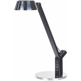 Beliani LED-Schreibtischlampe Silber Metall mit USB-Port Dimmbar Verstellbarer Schirm Helligkeitsregulierung Modern Büro Ausstattung Arbeitsleuchte - Silber