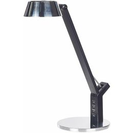 Beliani LED-Schreibtischlampe Silber Metall mit USB-Port Dimmbar Verstellbarer Schirm Helligkeitsregulierung Modern Büro Ausstattung Arbeitsleuchte