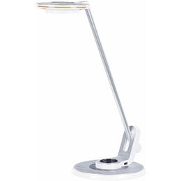 Beliani LED-Schreibtischlampe Weiß Metall USB-Port Dimmbar Verstellbarer Schirm Arm Helligkeitsregulierung Modern Büro Ausstattung Arbeitsleuchte - Silber