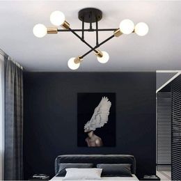 Sputnik Kronleuchter Modern 6 Flammig Pendelleuchte E27 Lampenfassung, geeignet für Wohnzimmer, Esszimmer, Arbeitszimmer, Bar und Schlafzimmer (ohne