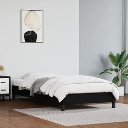 MAISONCHIC Bettgestell Einzelbett Bett für Schlafzimmer Schwarz 100x200 cm Kunstleder DE38206
