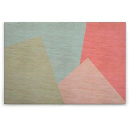 Leinwandbild Geometrisch 60 x 90 cm - Wandbild Abstrakt Bunt Rot - Keilrahmen Wohnzimmerdeko Wanddeko Wandgemälde - Bunt, Rot