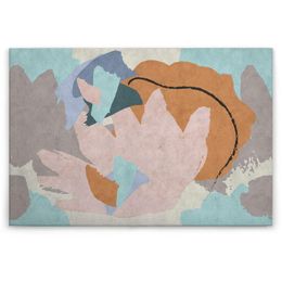 Leinwandbild Abstrakt 60 x 90 cm - Wandbild Bunt Rosa - Keilrahmenbild Kunst Wohnzimmerdeko Wanddeko Wandgemälde - Bunt, Rosa