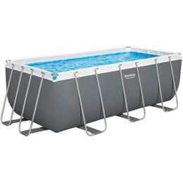 Bestway Power Steel™ Frame Pool Set mit Sandfilteranlage 412 x 201 x 122 cm, grau, eckig - Grau