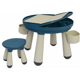 LittleTom 3-in-1 Kinder Spieltisch mit Platte für Bausteine - Kindertisch mit Stuhl - blau
