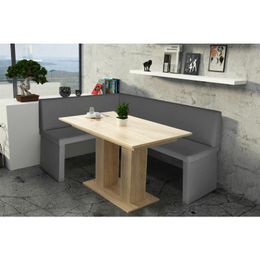 Eckbankgruppe 168x128 cm robin r Grau / Esstisch dante Sonoma Eiche