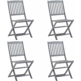 MAISONCHIC 4er Set Gartenstühle Gartensessel Klappbare Stühle für Garten Terrasse Balkon Massivholz Akazie DE64996 - Grau