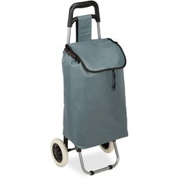 Relaxdays - Einkaufstrolley klappbar, Abnehmbare Tasche 28 l, Einkaufswagen mit Rollen HxBxT: 92,5 x 42 x 28 cm, grau
