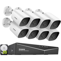 Videoüberwachungssets 8CH 1080N dvr Fernzugriff ir Nachtsicht 8×TVI 1080P Bullet Kamera Wasserdichte IP66 -2TB hdd - SANNCE