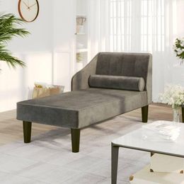 MAISONCHIC Sofa Loungesofa Couch Modern mit Nackenrolle Dunkelgrau Samt DE16187