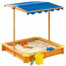 BURI Holz-Sandkasten mit verstellbaren Dach 118cm Buddelkiste Sandkiste Sandbox