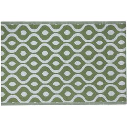 Beliani Outdoor Teppich / Kunststoffmatte Grün 120 x 180 cm Zweiseitige mit Marokkanischem Muster Rechteckig Modernes Design - Weiß