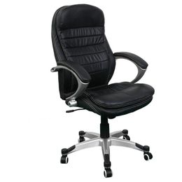 Jet-Line - Bürostuhl Rom schwarz Chef Sessel Echtleder Schreibtischstuhl Schreibtischsessel