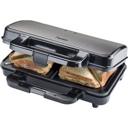 Bestron Sandwichmaker ASM90XLTG, XL für 2 Sandwiches, Antihaftbeschichtetet, 900 W, grau|schwarz