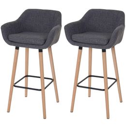 MCW 2er-Set Barhocker Vaasa T381, Barstuhl Tresenhocker ~ Textil, grau
