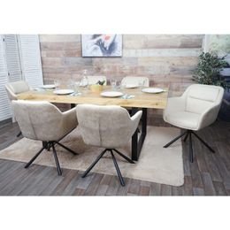 6er-Set Esszimmerstuhl MCW-K33, Küchenstuhl Stuhl, drehbar Auto-Position, Stoff/Textil ~ Kunstleder, creme