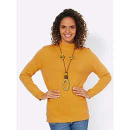 Stehkragenpullover Casual Looks "Stehkragen-Pullover" Gr. 52, gelb (ocker) Damen Pullover Rollkragenpullover