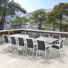 Gartenmöbel Set ModuloWood t 8/12 + f 12 Glas Deko Holz Weiß Wilsa Garden