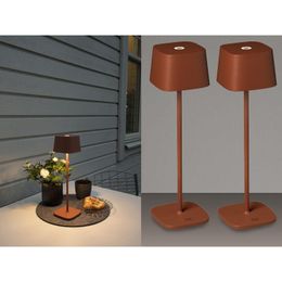 meineWunschleuchte 2er Set Wiederaufladbare led Outdoor Tischleuchten dimmbar in Braun, Höhe 36cm