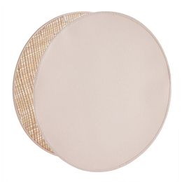 Miliboo Runde Tischleuchte aus zwei Materialien, hellrosafarbenem Stoff und naturfarbenem Bast D35 cm verso - Rosa