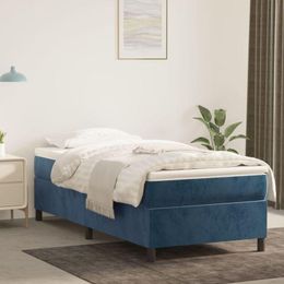 MAISONCHIC Boxspringbett Einzelbett Bett für Schlafzimmer Dunkelblau 100x200 cm Samt DE17873