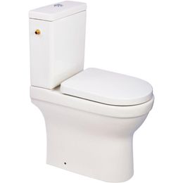 aquaSu Spülrandlose WC-Kombi +7,5 cm, weiß, Toilette mit Spülkasten und WC-Sitz, Tiefspüler, Spükasten mit 2-Mengen-Spülung, WC-Sitz mit