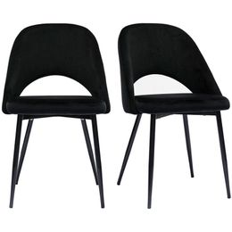 Miliboo Vintage-Stühle aus schwarzem Samt mit Beinen aus Metall 2er-Set cosette - Schwarz