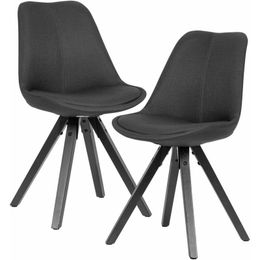 2er Set Esszimmerstuhl mit schwarzen Beinen Stuhl Skandinavisch, Polsterstuhl mit Stoff-Bezug, Design Küchenstuhl gepolstert - FineBuy