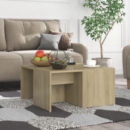 MAISONCHIC 4er Set Couchtische Wohnzimmertische Sofatische Sonoma-Eiche 33x33x33 cm Holzwerkstoff DE36267