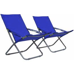 MAISONCHIC 2er Set Strandstühle Liegestühle Klappbarer Gartenliegen für Garten, Balkon und Terrrasse Stoff Blau DE34222