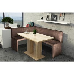 Eckbankgruppe 196x142 cm robin xl r Vin..Braun /Esstisch dante Sonoma