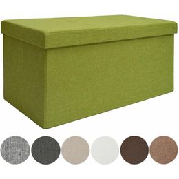 DuneDesign Faltbare Sitzbank 76x38x38 cm inkl. Trennwand Sitztruhe 80L Polsterbank Grün - grün