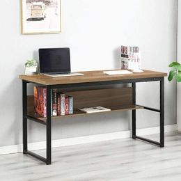 Dmora - Schreibtisch Dmusell, linearer Schreibtisch, Mehrzweck-Büroschreibtisch, fester platzsparender Schreibtisch, 55x139h74 cm, Schwarz und Eiche