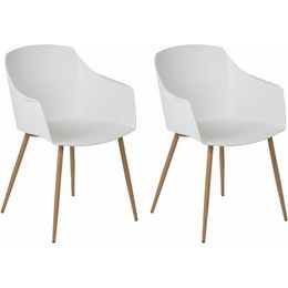 Beliani - Esszimmerstuhl 2er Set Weiß Kunststoff mit Metallgestell Armlehnen Modern Skandinavisch Wohnzimmer Esszimmer Flur Diele - Grün
