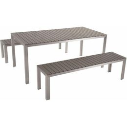 Beliani Gartenmöbel Set Grau Kunstholz Aluminium 8-Sitzer Rechteckig Outdoor Modern - Silber