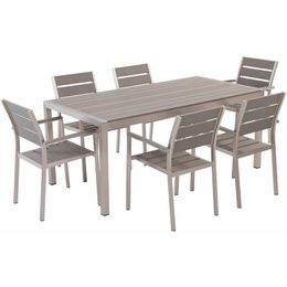 Beliani Gartenmöbel Set Grau Aluminium Kunstholz 6-Sitzer Minimalistisch Terrasse Outdoor - Silber