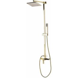 Beliani Duschsystem Gold 115 cm mit Kopf und Handbrause aus Stahl mit breitem Duschkopf Verchromtes Set Modernes Design - Gold