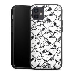DeinDesign iPhone 12 mini Handy Premium Silikon H&uuml;lle Handyh&uuml;lle schwarz Case Peanuts Snoopy Muster Silikon Premium Case