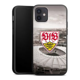 DeinDesign iPhone 12 mini Handy Premium Silikon H&uuml;lle Handyh&uuml;lle schwarz Case Official Licensed Product Vfb Stuttgart Stadium Silikon Premium Case