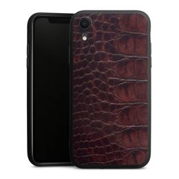 DeinDesign iPhone Xr Handy Premium Silikon H&uuml;lle Handyh&uuml;lle schwarz Case Leather Crocodile Animal Print Silikon Premium Case