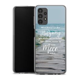 DeinDesign Galaxy A13 4G Handy Silikon H&uuml;lle Case transparent Handyh&uuml;lle Statement Beach Spruch Silikon Case
